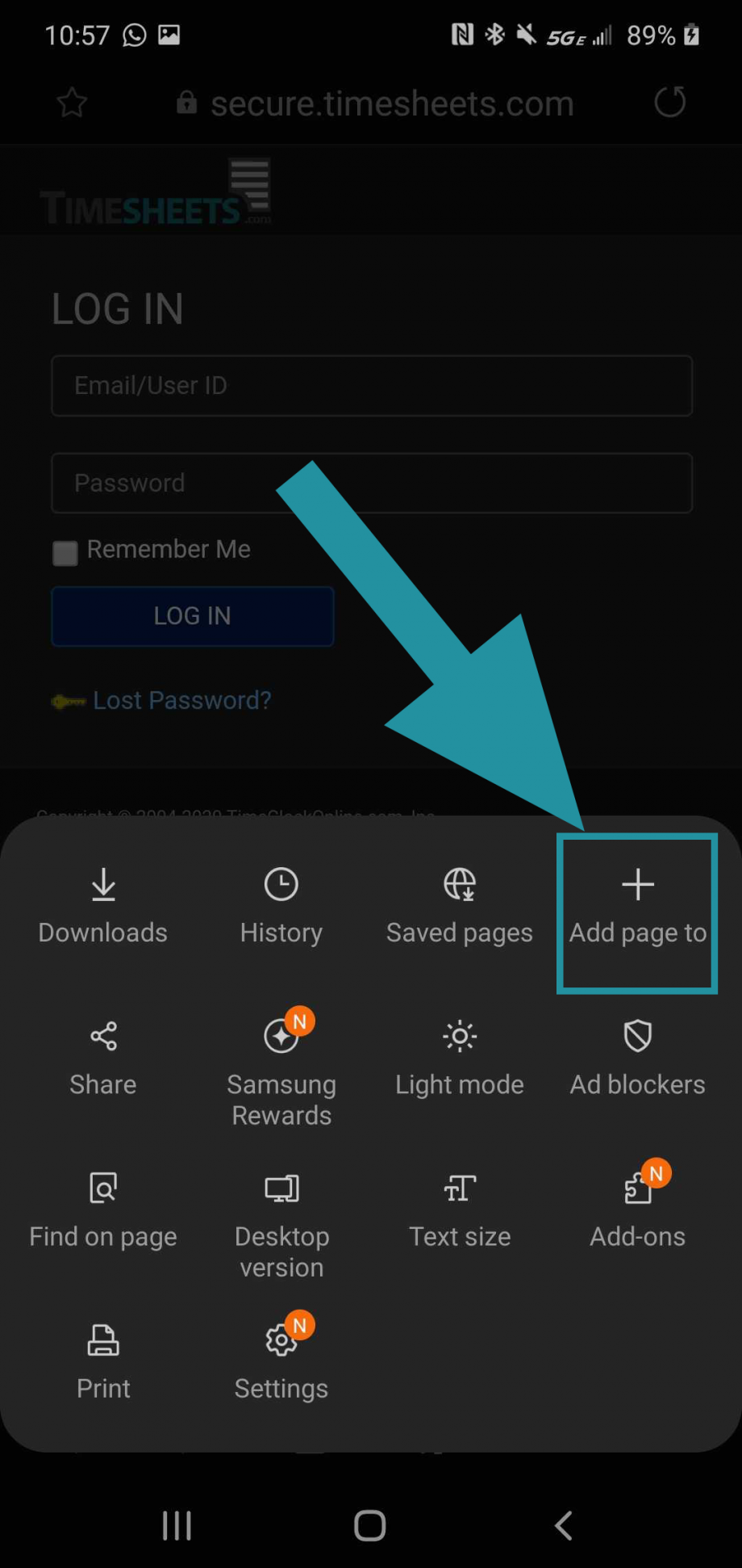 Add a Login Icon on an Android Phone