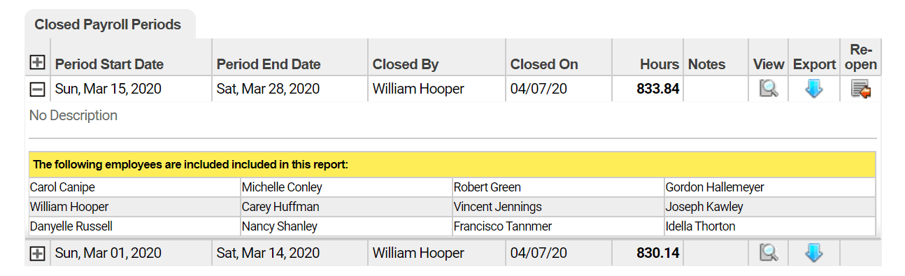 4. Closed Payroll Period Report