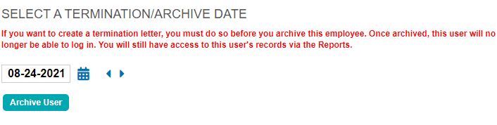 Archive Page – Archiving and Reactivating Users