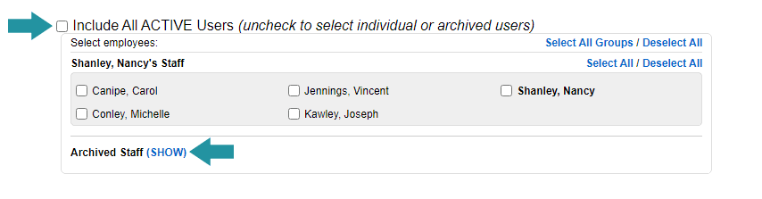 Archive Page – Archiving and Reactivating Users