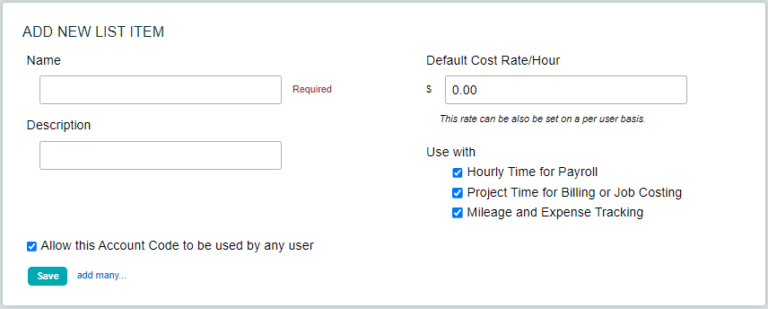 Setting Up Account Codes