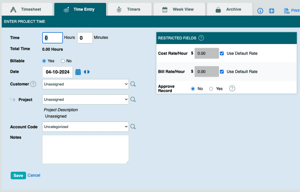 Project Time Entry Methods