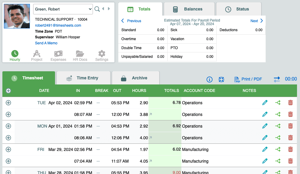 Introduction to the Hourly Timesheet