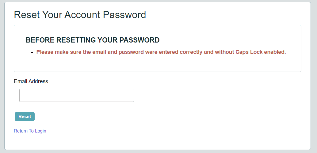 Resetting Your Password